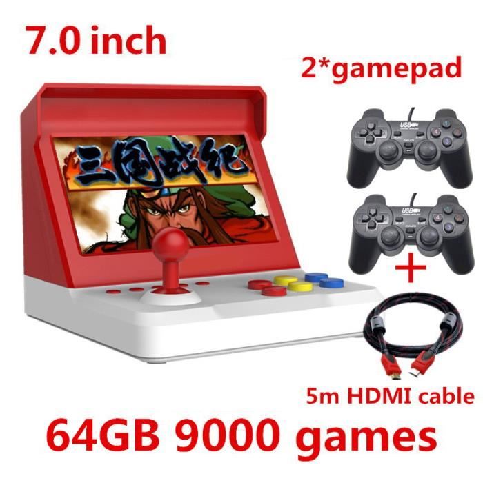 7.0 64gwhite 2handle - Console de jeu d'arcade rétro avec 7.0 jeux intégrés, 9000 pouces ...