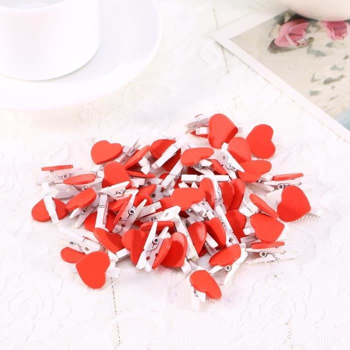 Clips de Coeur 50 pièces Amour Coeur Petite Pince à Linge en Bois ...