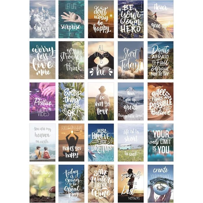 Set de 25 cartes postales de vie et de moments avec dictons - Cadeau d ...