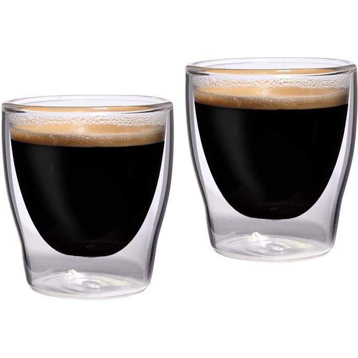Tasse a Cafe, Lot de 6 Tasse Double Paroi, Tasses Cafe en Verre ...