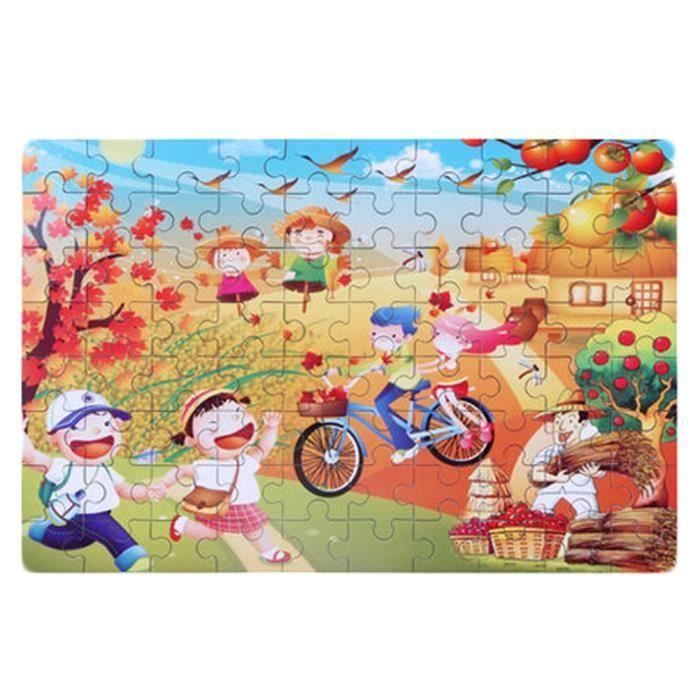 Box 80PCS Tin Jigsaw Puzzle en bois Cartoon Kids Puzzle Intelligence ...
