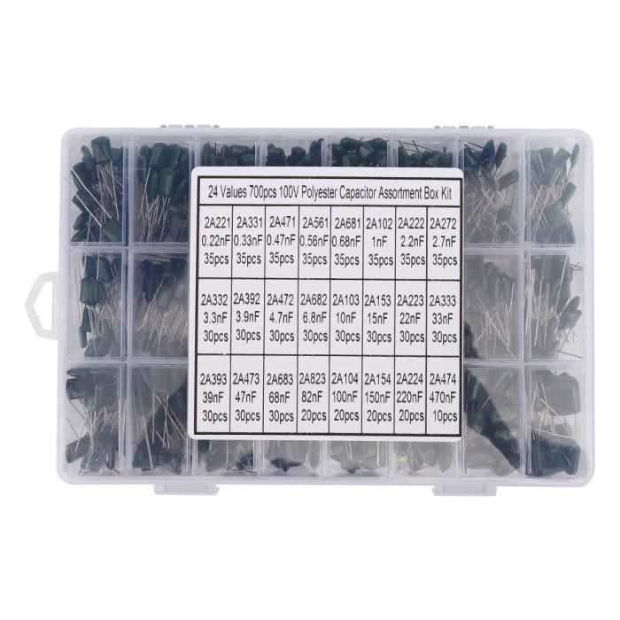 EJ.life Composants électroniques 700 pièces 24 types de condensateurs à ... EJ.life Composants électroniques 700 pièces 24 types de condensateurs à ...