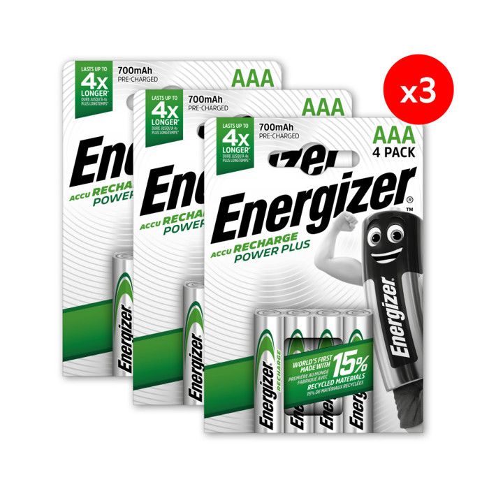 Pack de 3 - Energizer, Power Plus Rechargeable AAA/HR03, pack de 4 ...