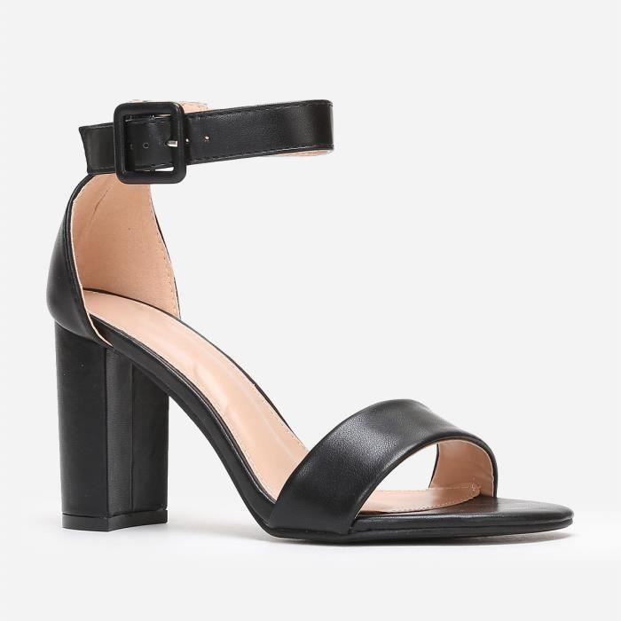 Sandales noires à bride simple et haut talon Noir - Cdiscount Chaussures