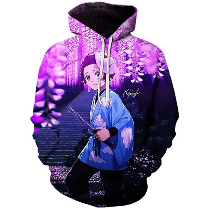 Demon Slayer Sweat à Capuche Anime 3D Imprimé Nezuko Tanjiro Kamado ...