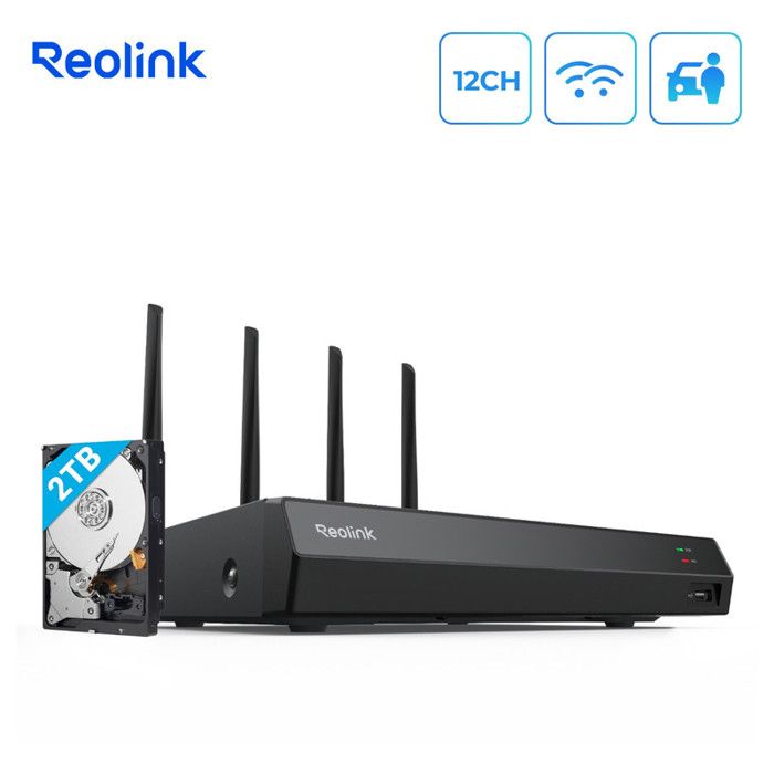 Reolink Caméra de Surveillance NVR Wi-Fi 6 12 Canaux,Enregistrement 24h ...