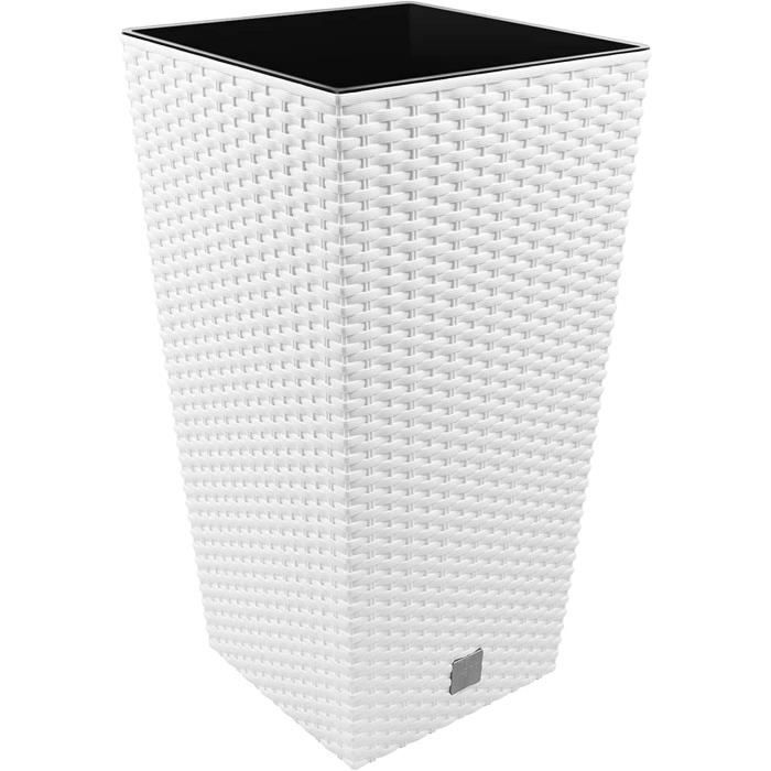 Prosperplast Pot de Fleurs carré 19 L Rato Square en Plastique avec réservoir de Couleur Blanche ...