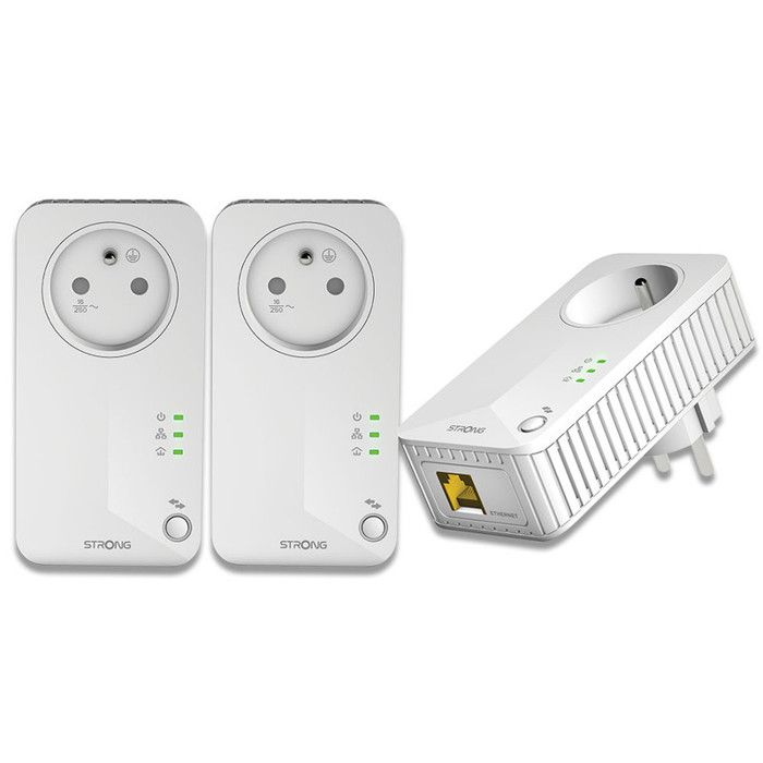 Kit CPL - Strong - Tripack 600 Mbps - Prise intégrée - Port Ethernet ...