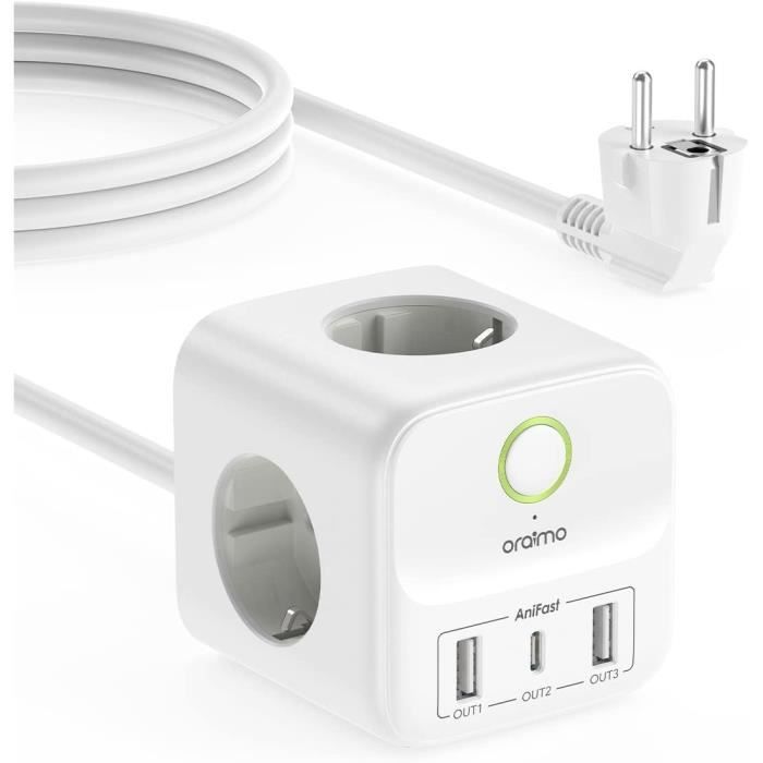 Multiprise Cube Usb, Multiprises Electrique Avec 3 Prises Und 3 Ports ...