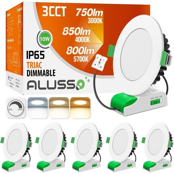 Spot Led Encastrable Ultra Plat Dimmable 230V 10W Spot Plafond 3000K 4000K 5700K Étanche Ip65 ...
