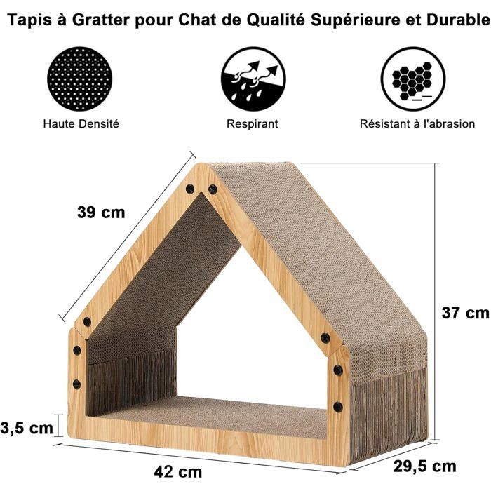 Griffoir chat en carton confortable, surface biseautée 42 cm, charge ...