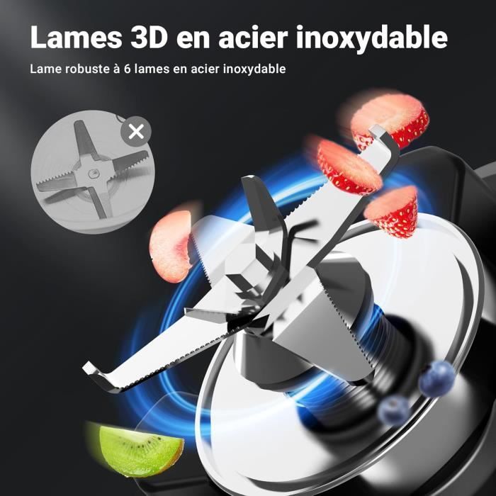 Bol Mixeur Blender - AMZCHEF - 1800W - 8 Vitesses - 1,85L ...