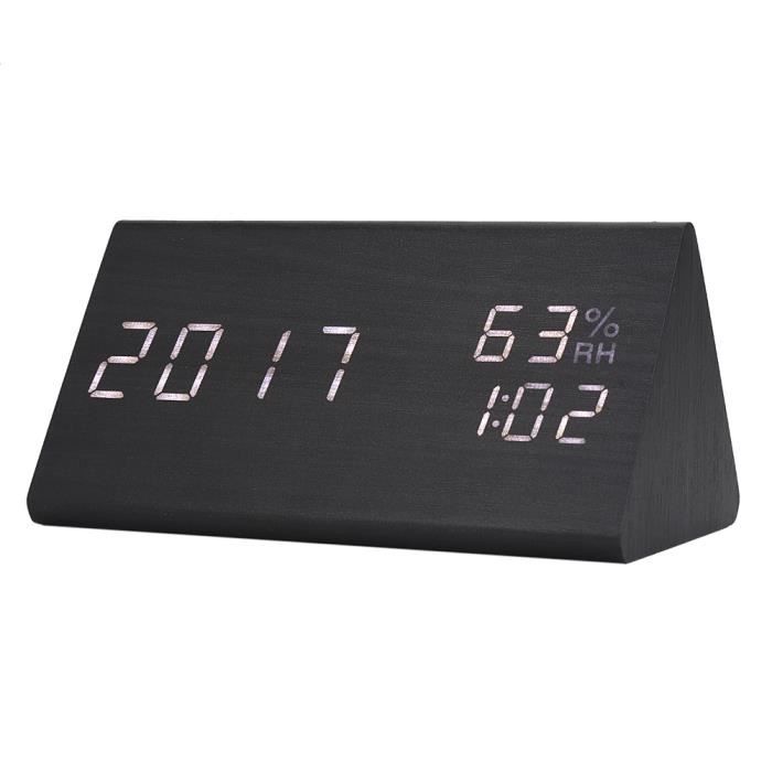 COC-7352625164203-Réveil Digital Alarm Clock, Wooden LED Alarm Clock ...