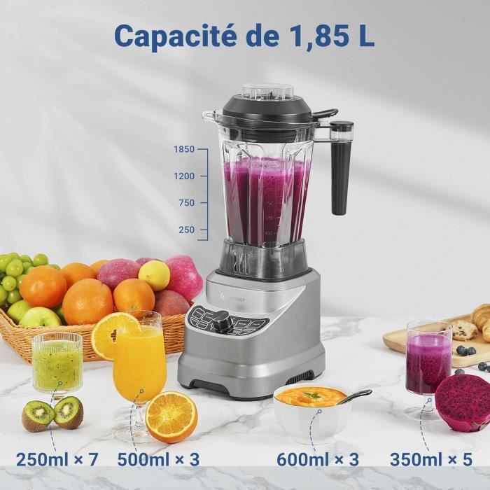 Bol Mixeur Blender - AMZCHEF - 1800W - 8 Vitesses - 1,85L ...