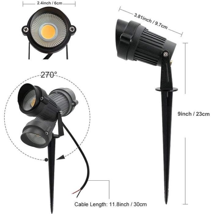 Lot de 10 Spot LED Cob 5W 220V Spots Jardin Orientables avec Piquet ...