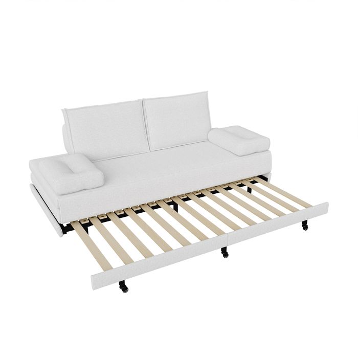 Lit gigogne 90x200 cm, Canapé-lit extensible avec sommiers à lattes, 2 ...
