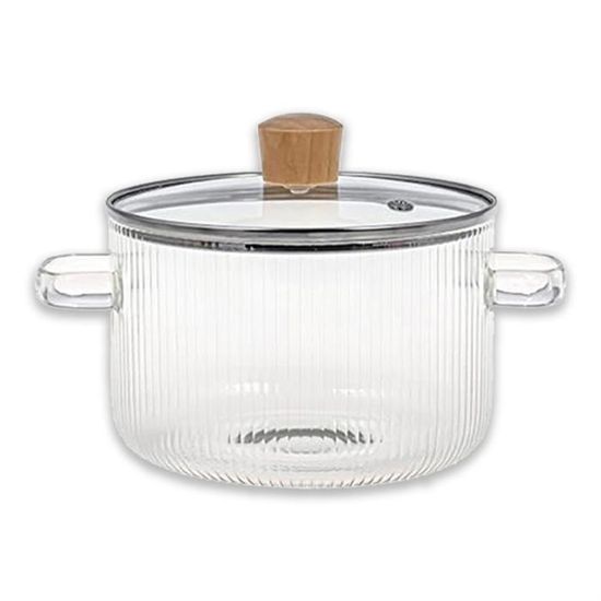 Pots en Verre pour la Cuisson sur Cuisinière avec Couvercles-Pot en ...