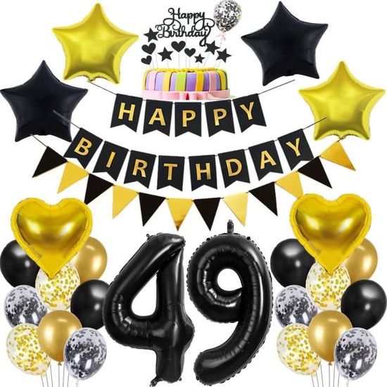 Ballons 49E Anniversaire Homme Femme 49 .Déco Gâteau, 49E Anniversaire ...