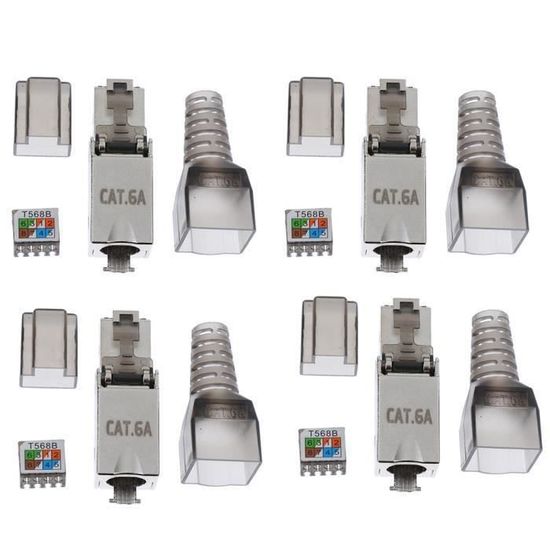 4x Connecteur RJ45 Blindé Prise De Réseau Ethernet Ethernet Modulaire à ...
