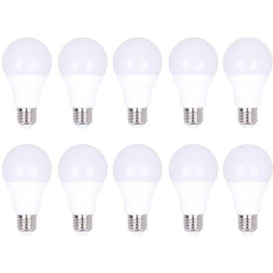 Lot de 10 Ampoules E27 15W A65 équivalent 100W Optonica Blanc Froid 6000K - Cdiscount Maison