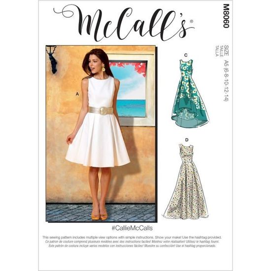 Mccalls M8060E5 Patrons De Robes Plissées Pour Femme Taille E5 (14-16 ...
