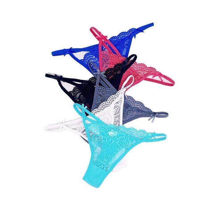 Ensemble de 5 pièces String en dentelle Sexy pour femmes,culotte taille ...