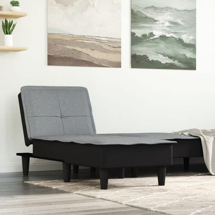 Meridienne salon-Chaise longue gris clair tissu - Fauteuil relax@393425 ...