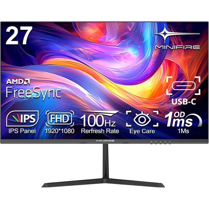Écran Pc 27" Fhd 1080P,Usb-C,100 Hz,Sans Cadre,Ips,Inclinable ...