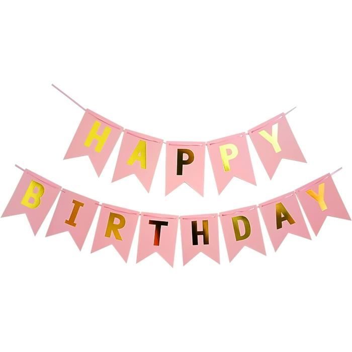 Banderole Joyeux Anniversaire Rose | Happy Birthday Decoration ...