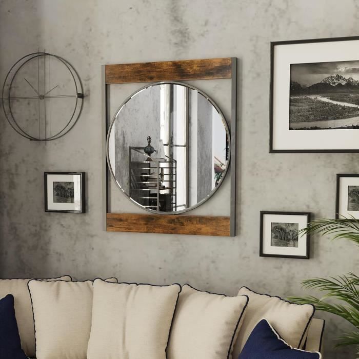 Miroir Bois Rond Mural Décoration: 63x76cm Miroir Rond Vintage avec ...