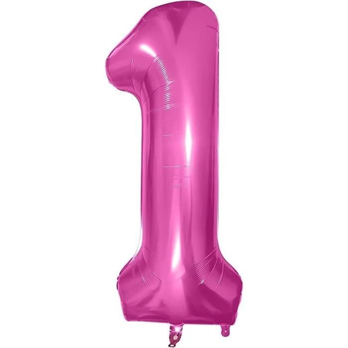 Ballon Anniversaire 1 An Rose - 101 Cm Ballon Chiffre Numéro 1 Rose ...