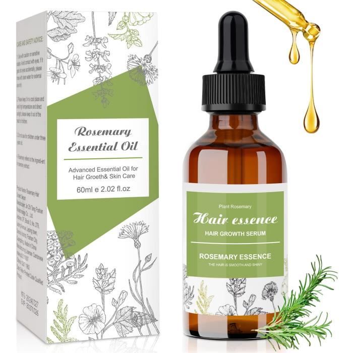 Huile de romarin pour cheveux, rosemary mint oil pour hommes femmes 60ml, sérum de cuir chevelu ...