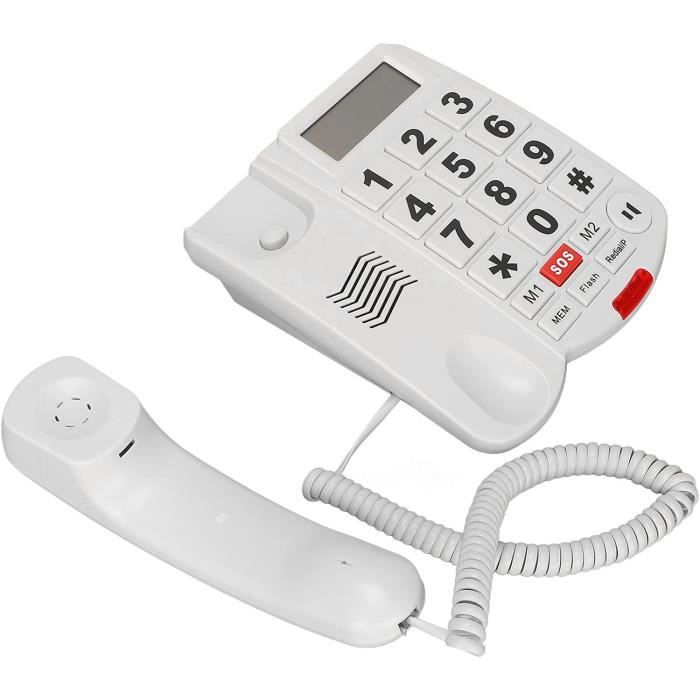 Téléphone Fixe pour Personnes âgées, Téléphone Filaire à Gros Boutons ...