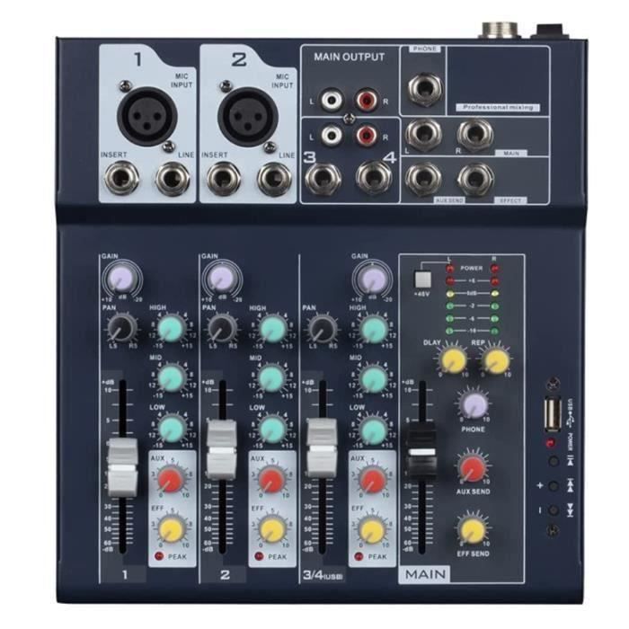 Professional Mixer 4-Channel 2-Bus Mixerw USB Audio Interface for ...