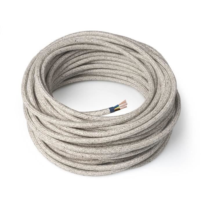 Câble Électrique Textile Couleur Canvas Beige, Rond, Lin, 5 Mètres ...