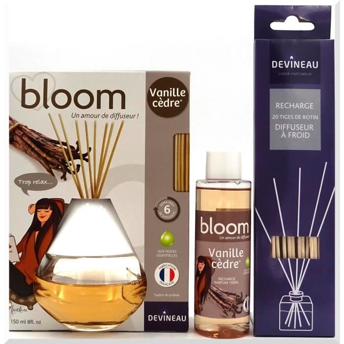 DEVINEAU Diffuseur de parfum à froid Bloom - 150 ml - Vanille Cèdre ...