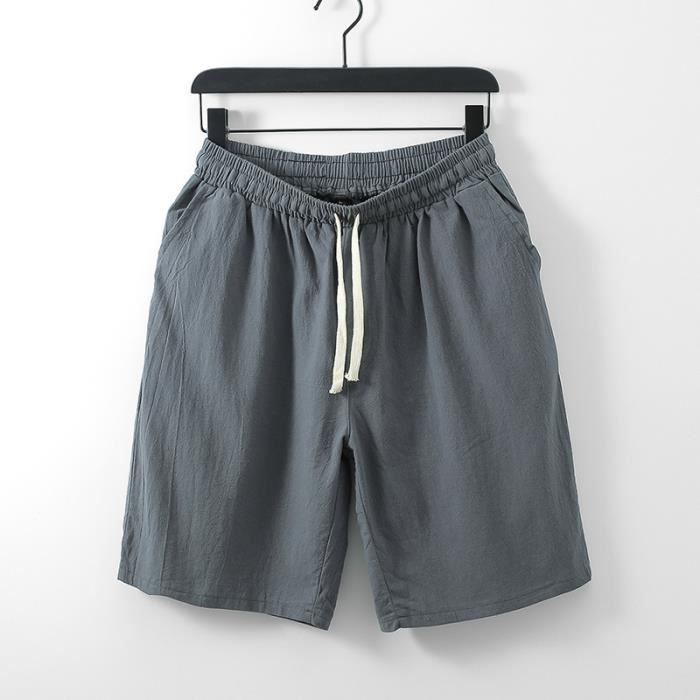 Short,Grand short extensible en lin pour homme, vêtement de sport ...