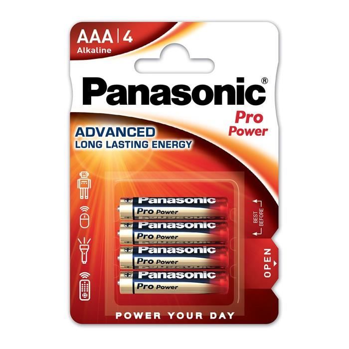 Pack de 4 Piles Alcaline LR03 Micro AAA Panasonic Pro Power ...