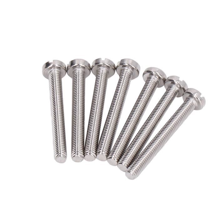 Qiilu vis à tête plate 50 pièces vis à fente à tête de fromage A2-70 en acier inoxydable pour ...