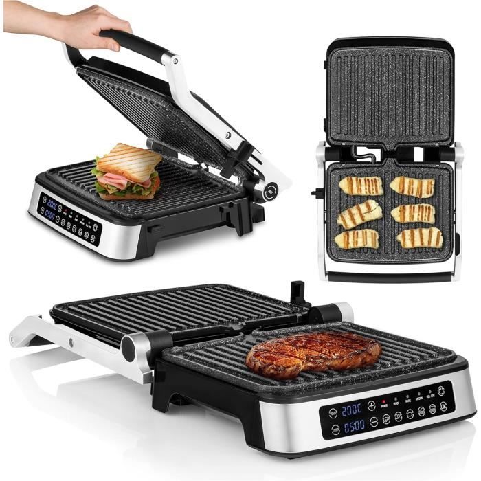Grill Électrique Et Grille-Pain 2100W, Plaques Chauffantes Amovibles ...