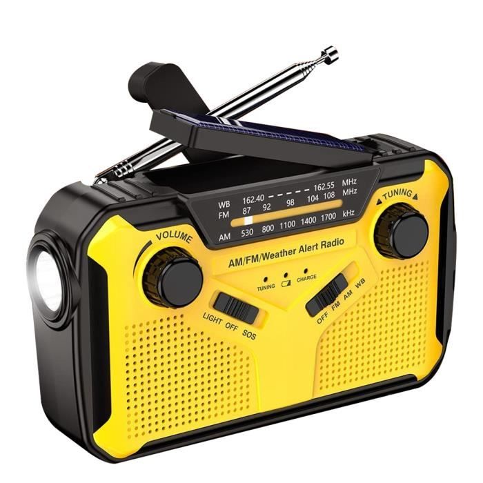 Radio Solaire à Manivelle, Radio MéTéO AM-FM avec Lampe de Poche LED ...