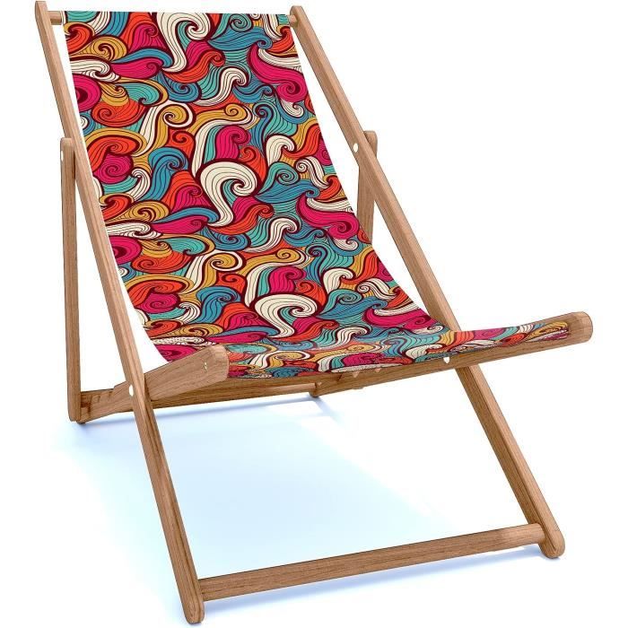 Holtaz Transat en Bois de hêtre Full Print Extérieur Jardin et Balcon ...