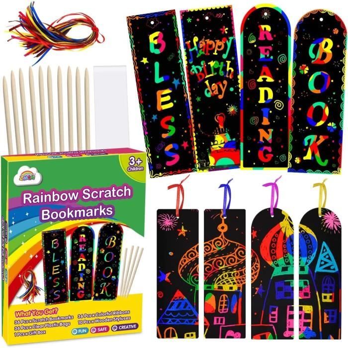 Scratch Art Signets pour Enfants : 36 Set 2 Style Magique Arc-en-Ciel ...