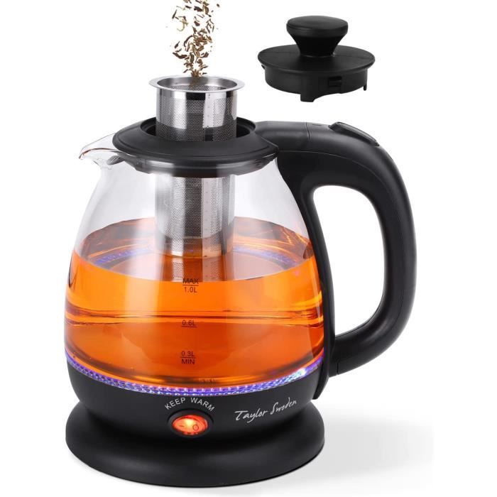 Taylor Swoden Abel - Bouilloire en verre 0% BPA de 1L et 2200W ...