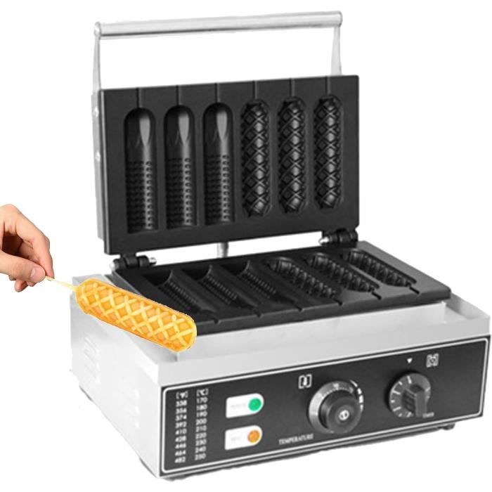 Gaufrier À Hot-Dog, Machine À Gaufres Commerciale, 1500W 6Pcs Gaufrier ...