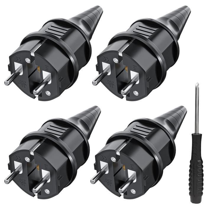4X Prise Électrique Male Avec Manchon Anti-Torsion, Fiche Contact De ...