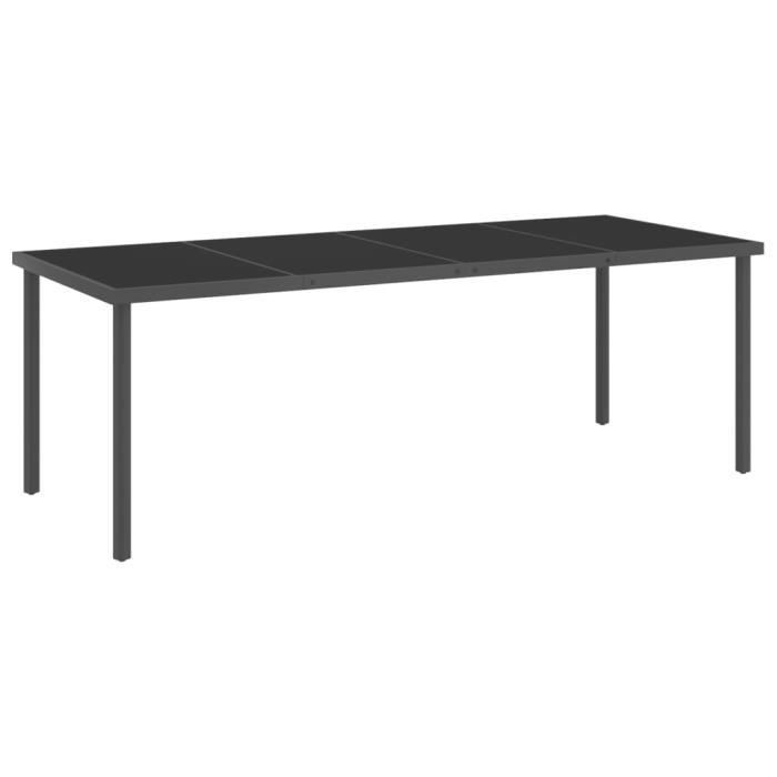 SIB Table à dîner d'extérieur Anthracite 220x90x75cm Acier et verre ...