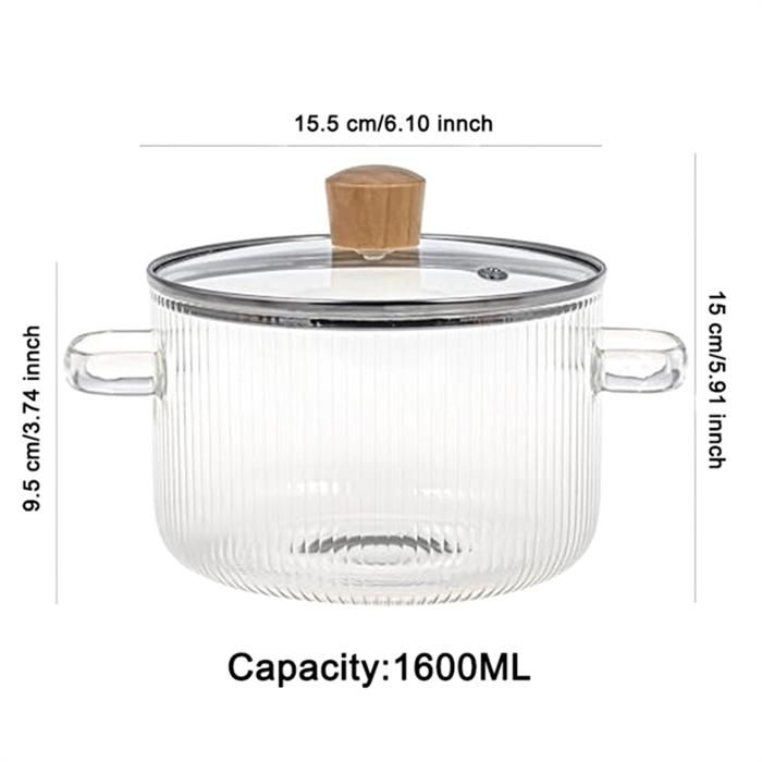 Pots en Verre pour la Cuisson sur Cuisinière avec Couvercles-Pot en ...