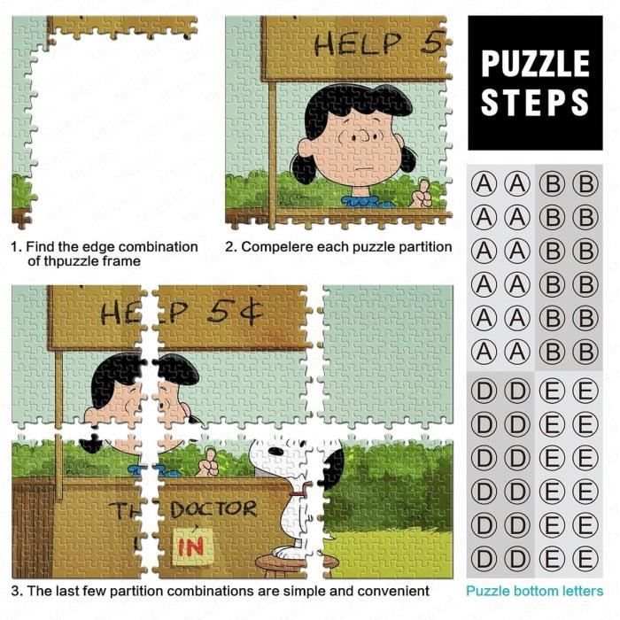 Snoopy Puzzles Adulte 1000 Pieces Dessin Animé Artisanat Cadeau Famille ...