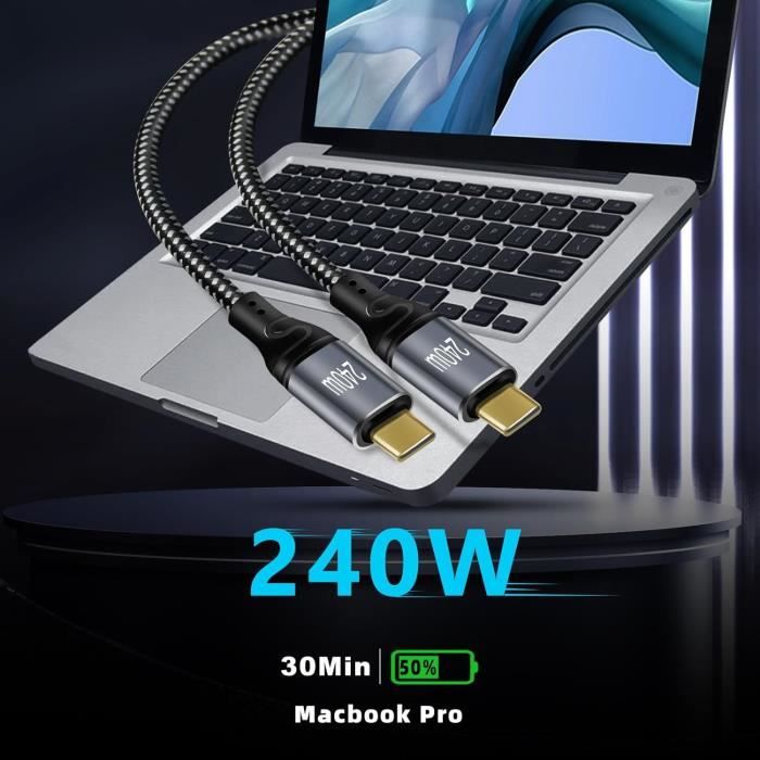 Câble Usb C Vers Usb C Pd 3.1 240W 5A 48V 2M Câble Usb C Charge Ultra Rapide Et Sync 180W 140W ...